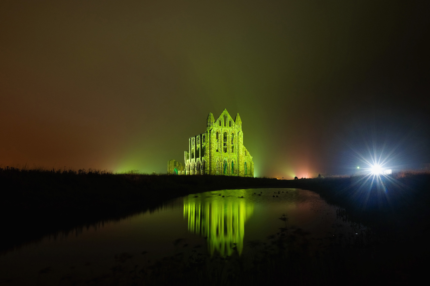 A spectacular light display illuminates the historic Whitby Abbey The ...