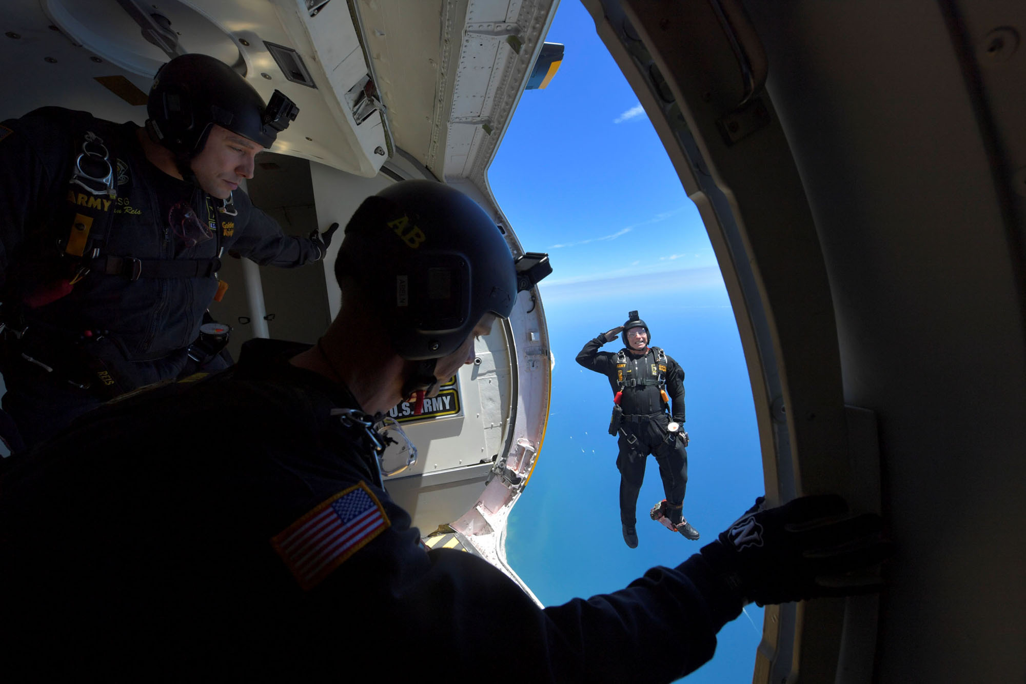 Members of the U.S. Army's Golden Knights parachute team perform during ...