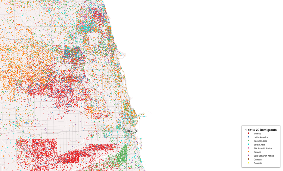 A Colorful Dot Map of America's Immigrants - CityLab