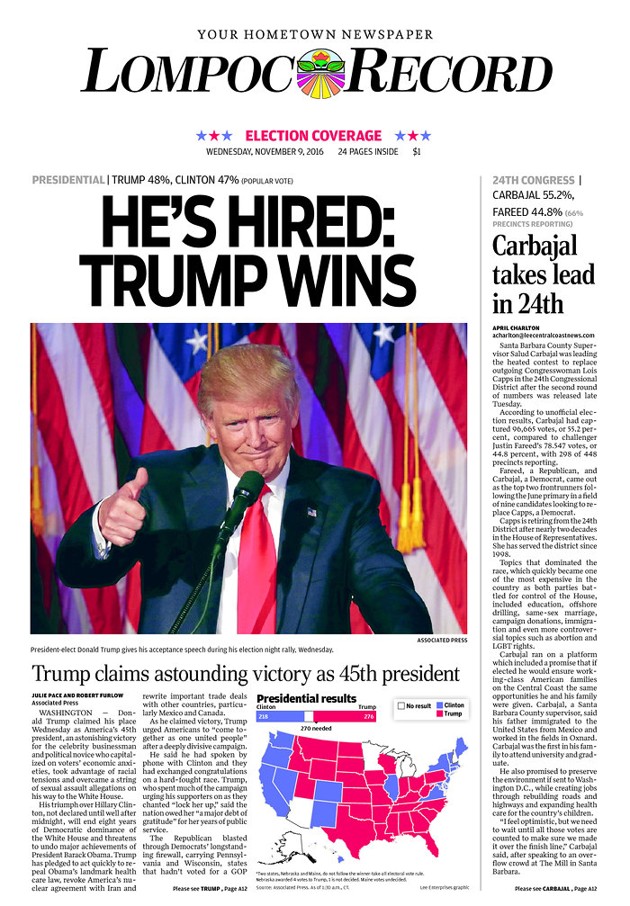 Newspaper Front Pages on Donald Trump's Win - The Atlantic
