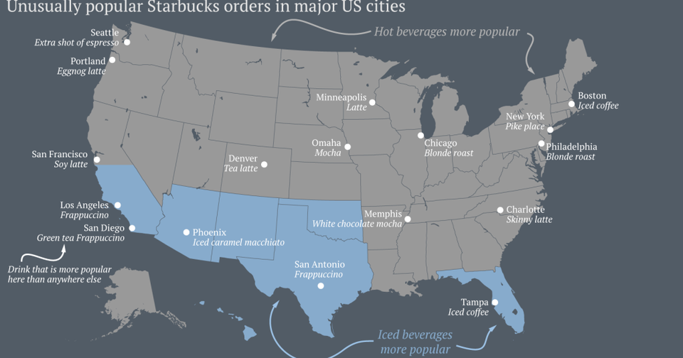 What People Order at Starbucks Around the United States - The Atlantic