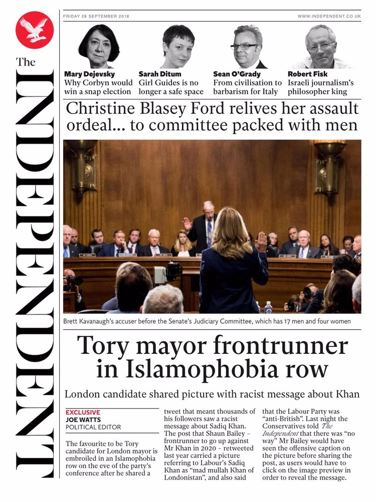 The U.K.'s Front Pages About Kavanaugh and Ford - The Atlantic