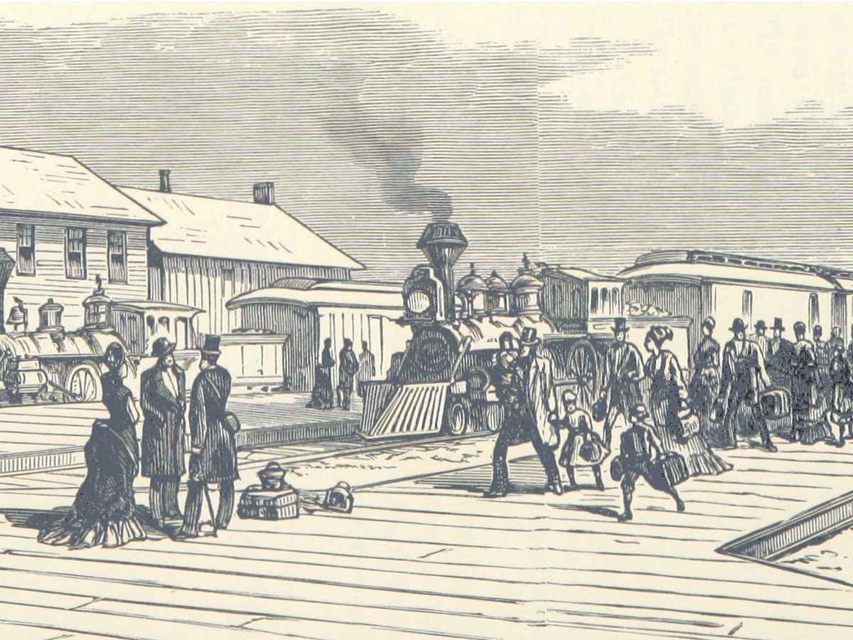 Transcontinental Railroad Train Drawing