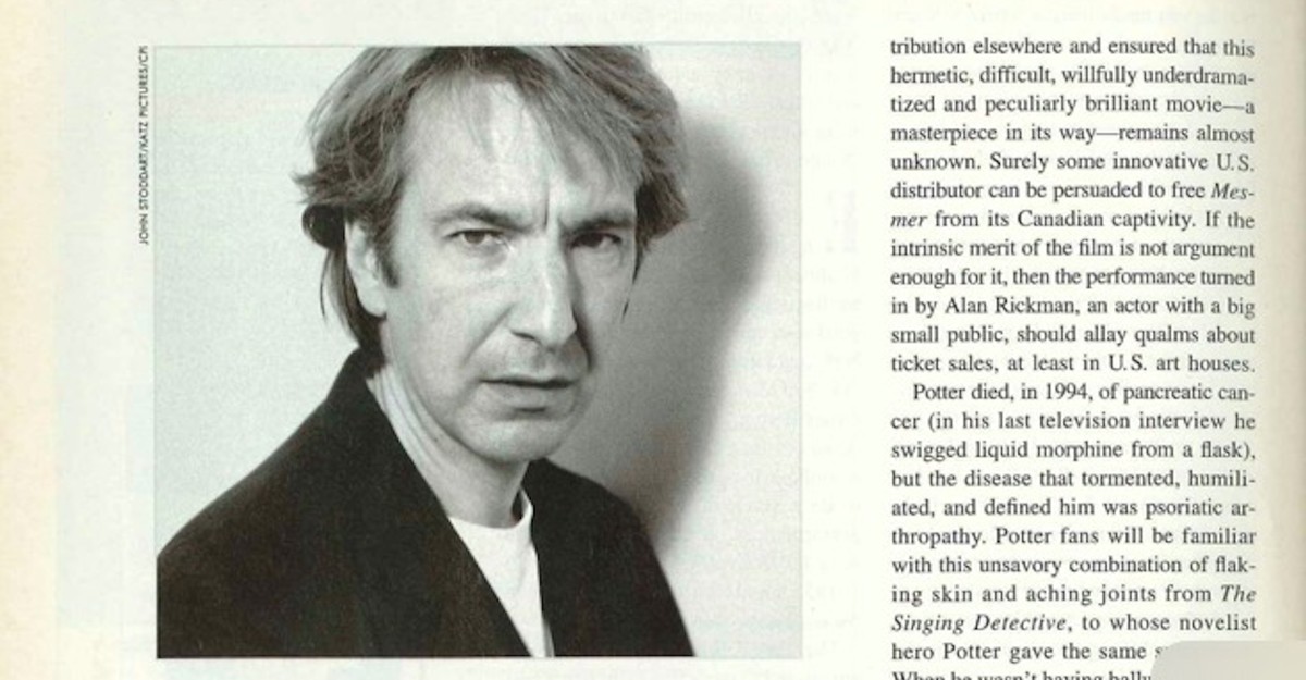 Alan Rickman's Extraordinary Legacy, Cont'd - The Atlantic