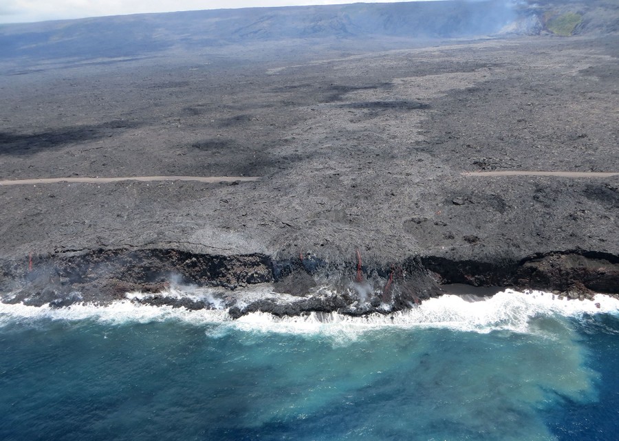 Lava Flow Ocean Cliff Hawaii