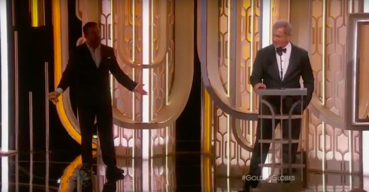 The Awkward Question Ricky Gervais Asked Mel Gibson at the Golden ...