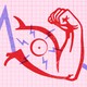 Illustration of a continuous glucose monitor on a human bicep