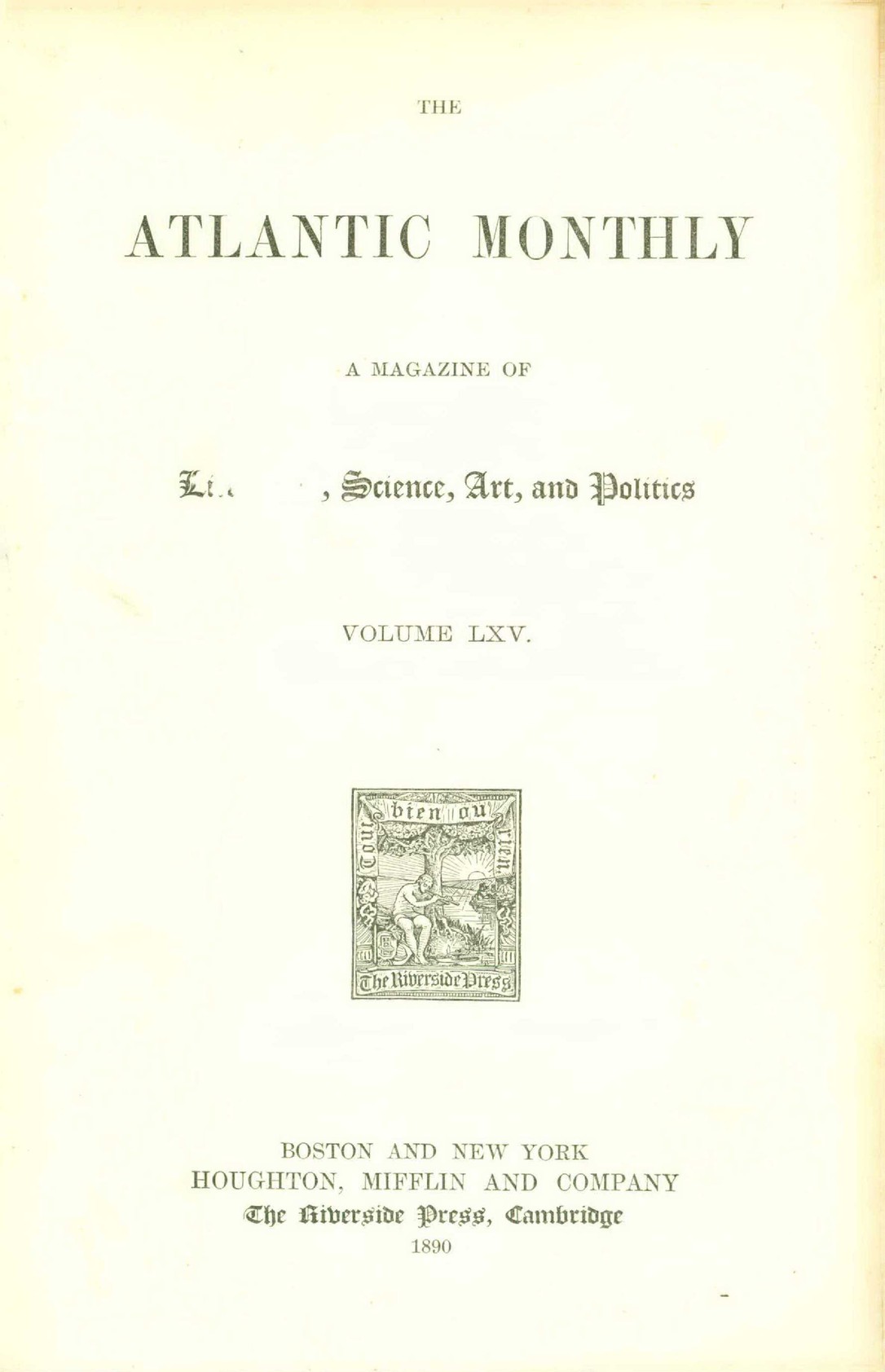 April 1890 Issue - The Atlantic