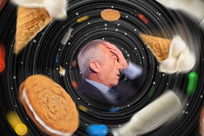 An illustration of RFK Jr. surrounded by ice cream