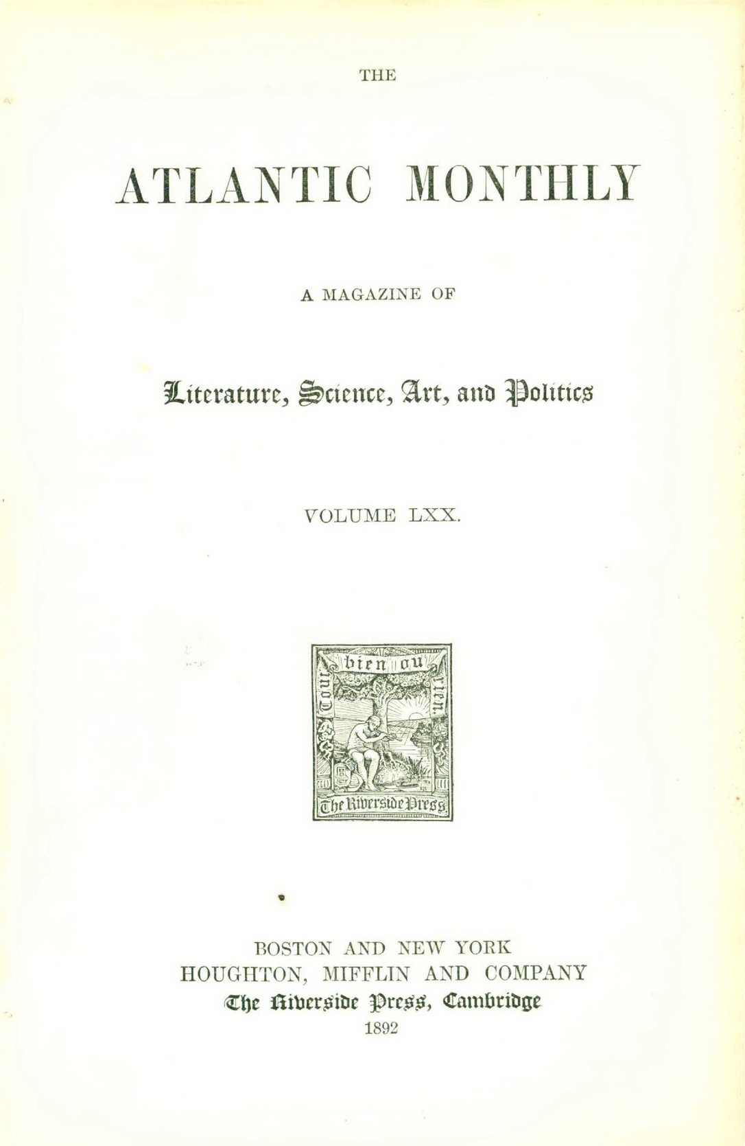 December 1892 Issue - The Atlantic