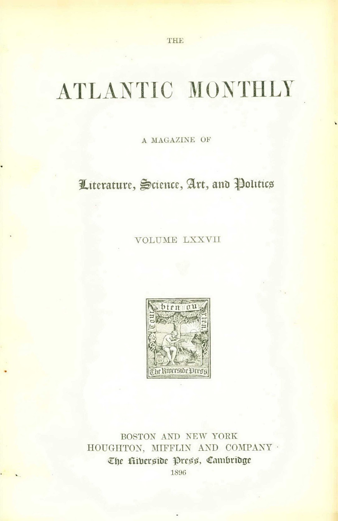 April 1896 Issue - The Atlantic