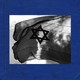 Illustration with a black-and-white image of Israel's flag in front of a blue background.