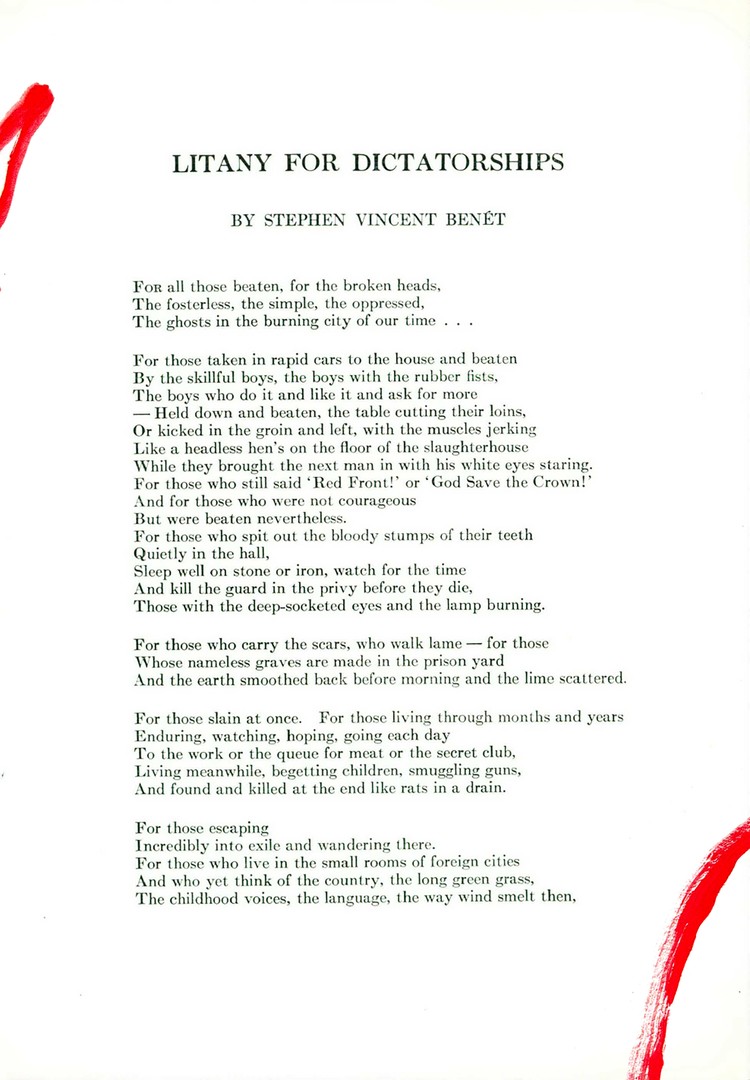 A Poem by Stephen Vincent Benét: 'Litany for Dictatorships' - The Atlantic