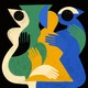 Illustration of figures close together, hugging each other