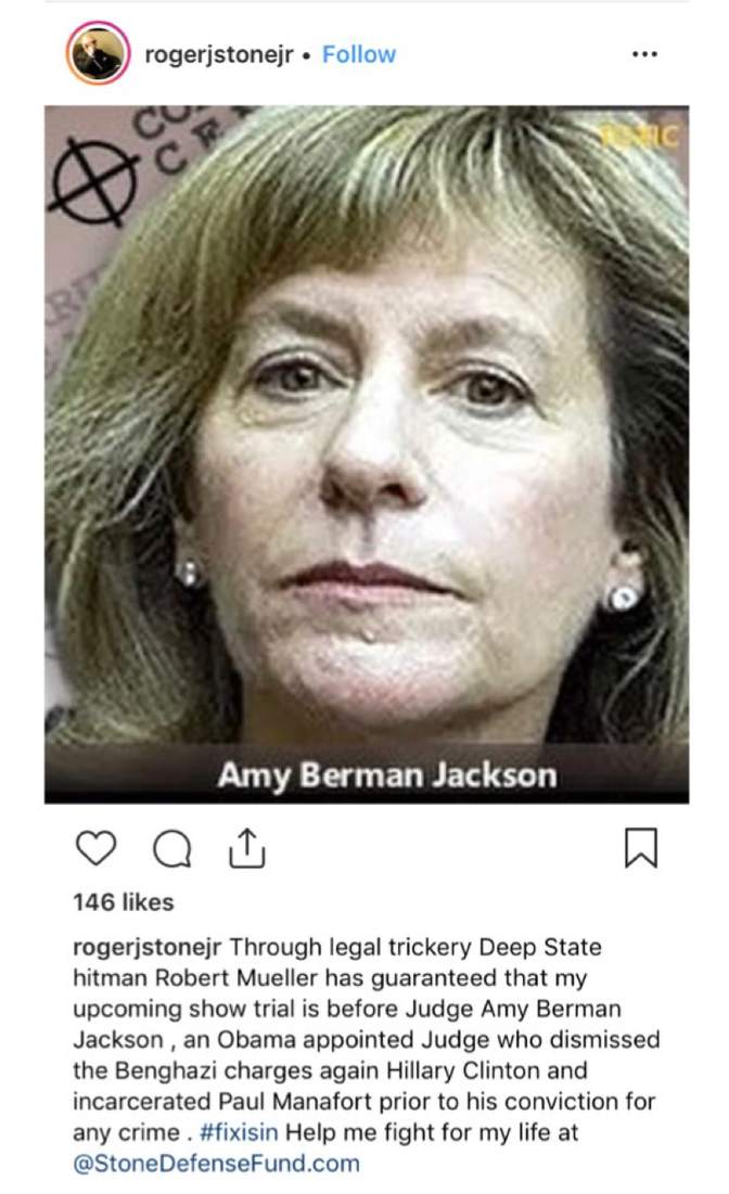 Roger Stone's Online Attack on Judge Amy Berman Jackson - The Atlantic