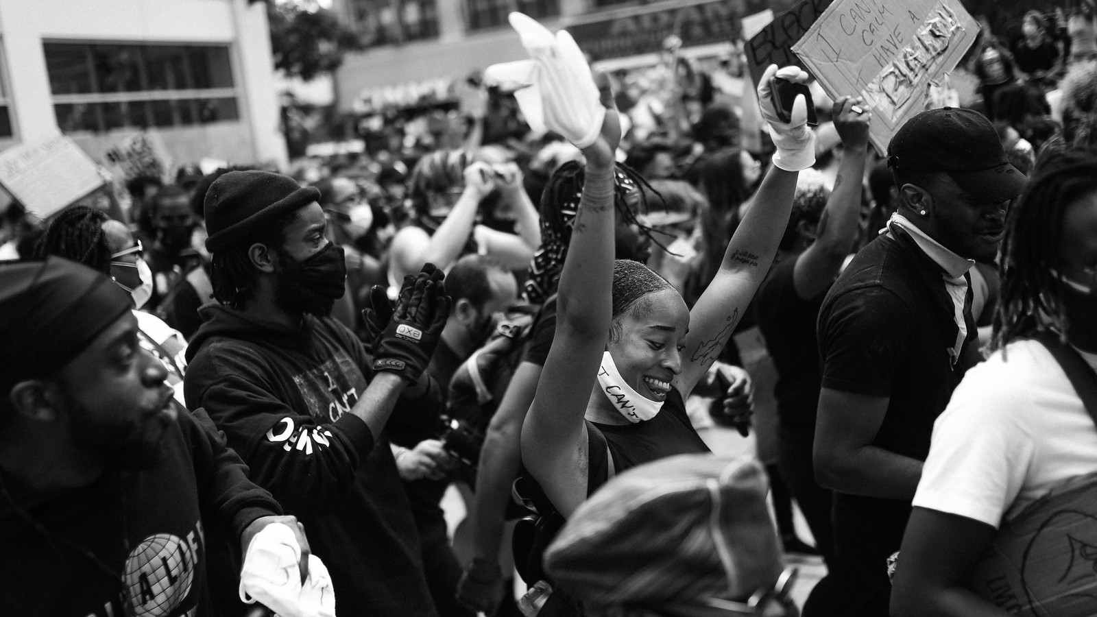 People Protesting Black And White