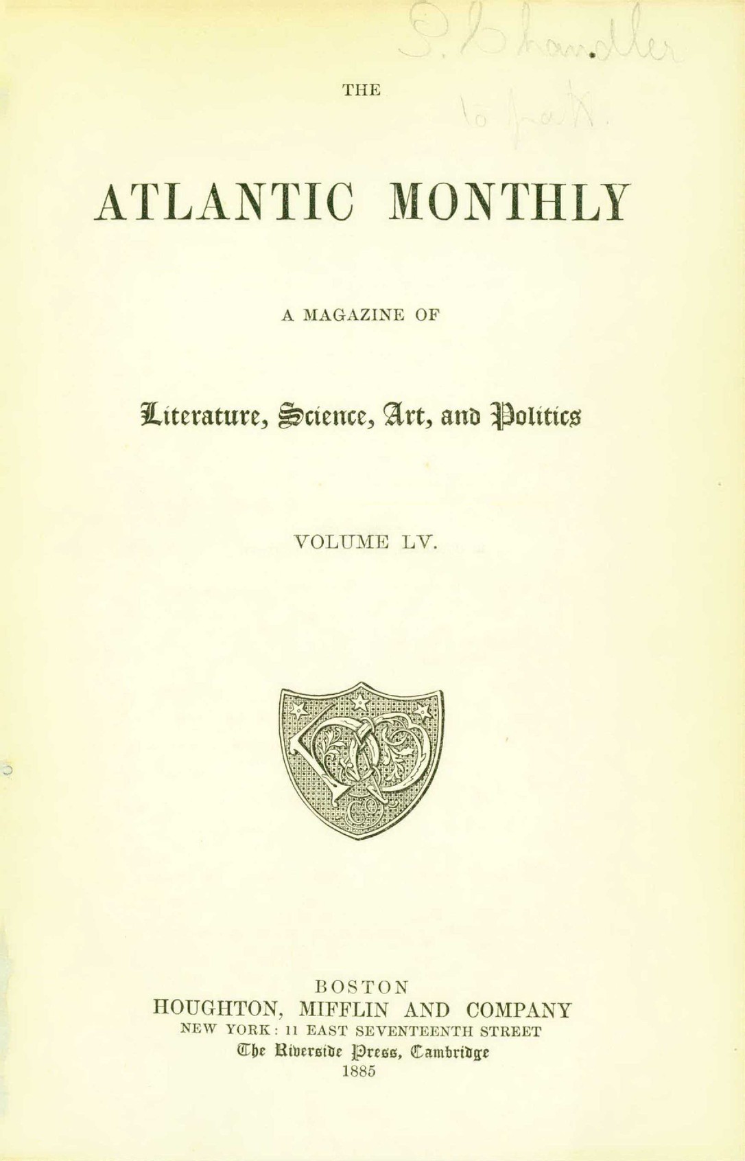 April 1885 Issue - The Atlantic