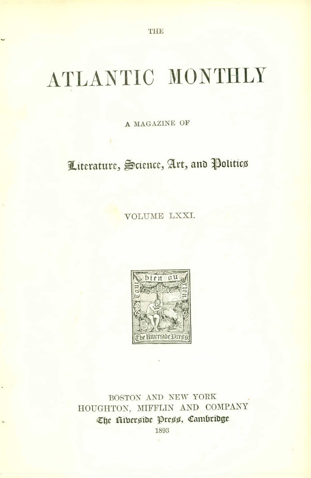 February 1893 Issue - The Atlantic