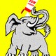 A cartoon elephant dumps sunscreen on its head.